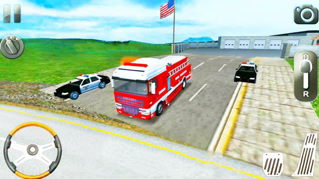 卡通模拟驾驶消防车救援灭火小游戏