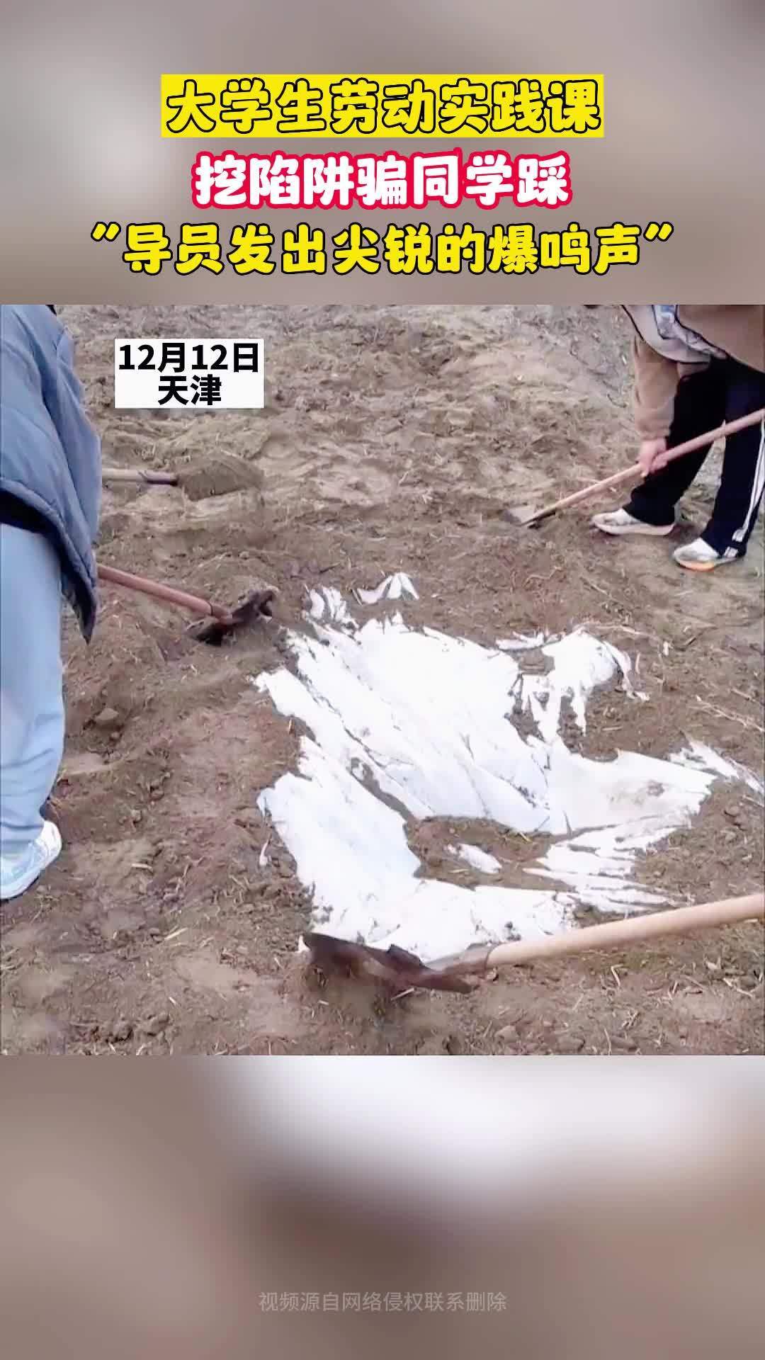 大学生劳动实践课挖陷阱骗同学踩"导员发出尖锐的爆鸣声"