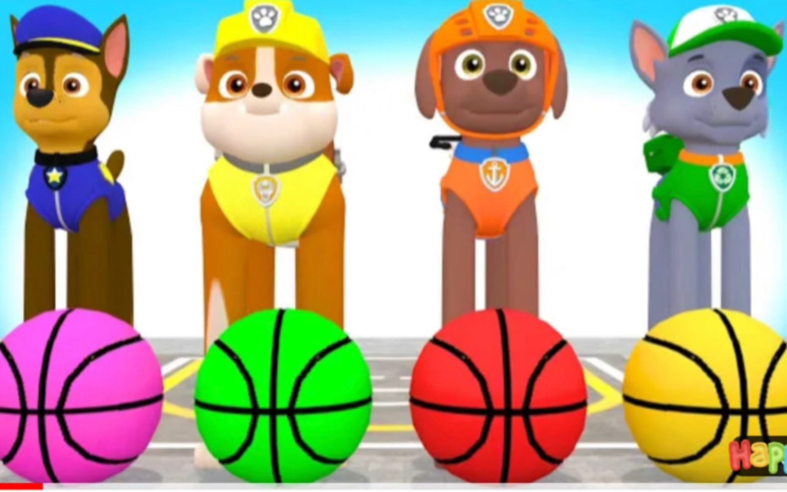 汪汪队动画:狗狗们来参加投篮比赛,谁能投中最多篮球赢得比赛呢