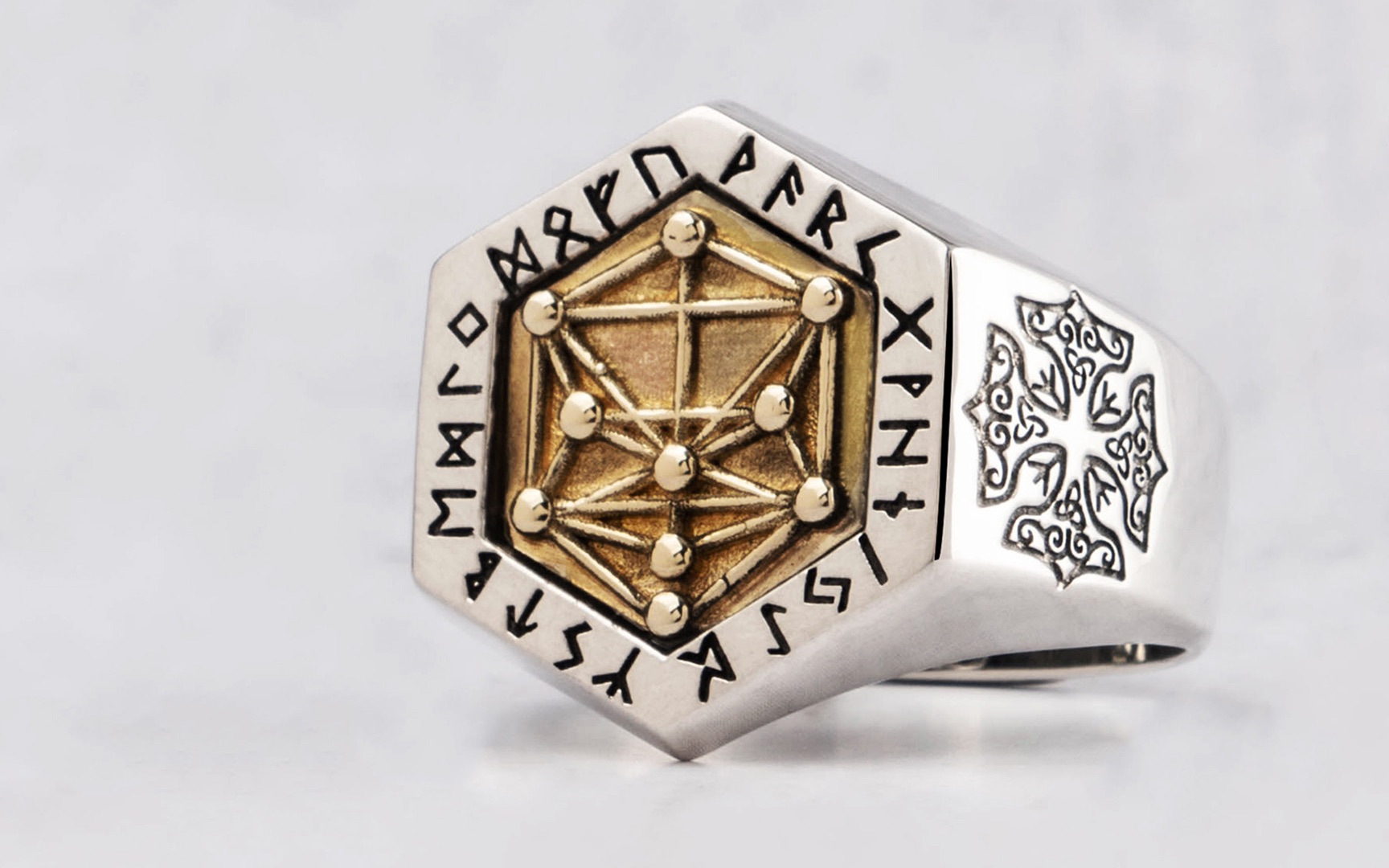 北欧维京viking生命树 银戒指手工制作设计流程 银镶嵌铜工艺