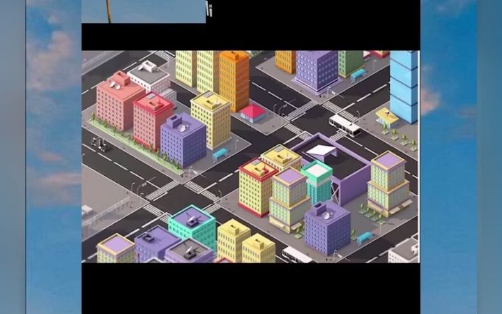 C4D低多边形城市楼房城市建筑街道汽车商场预设模型设计素材1 截取...