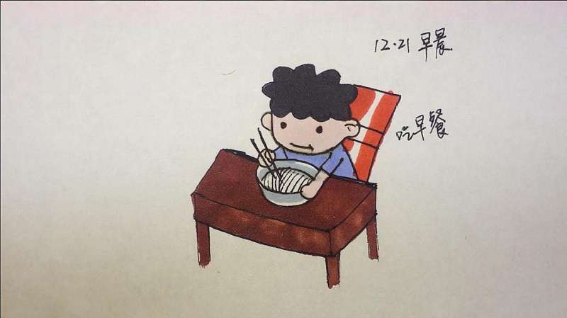 记录生活简笔画,早餐我吃的是面条,你吃的是什么呢?