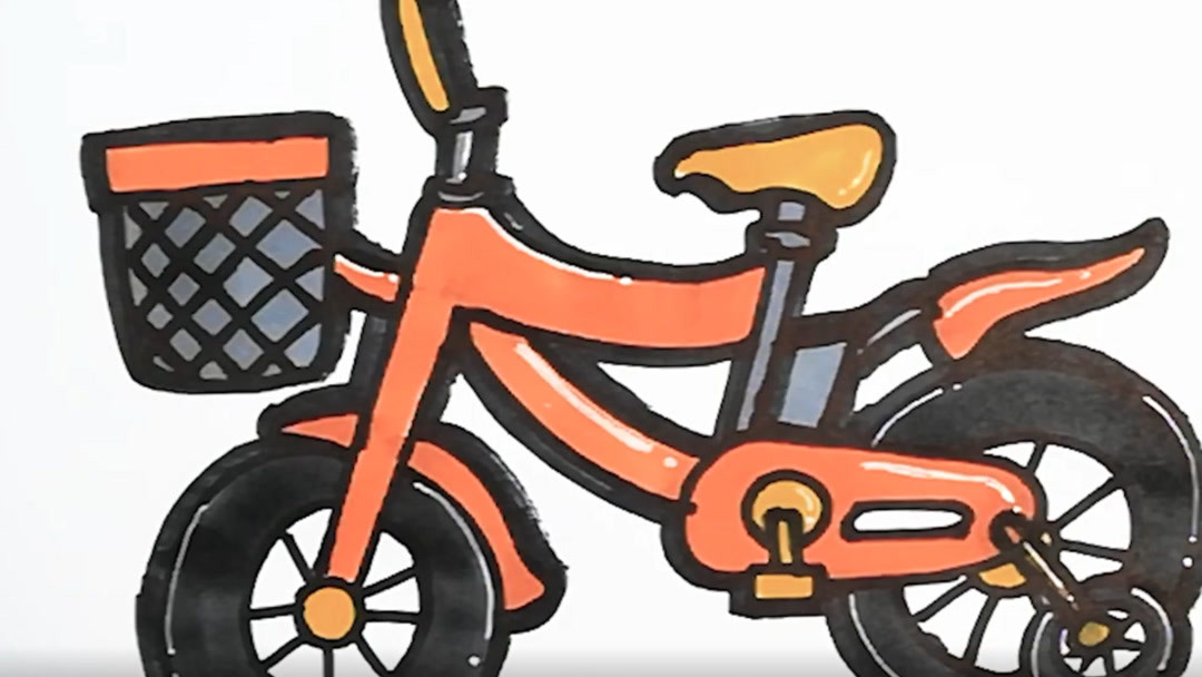 儿童简笔画:绘制自行车着色和绘图