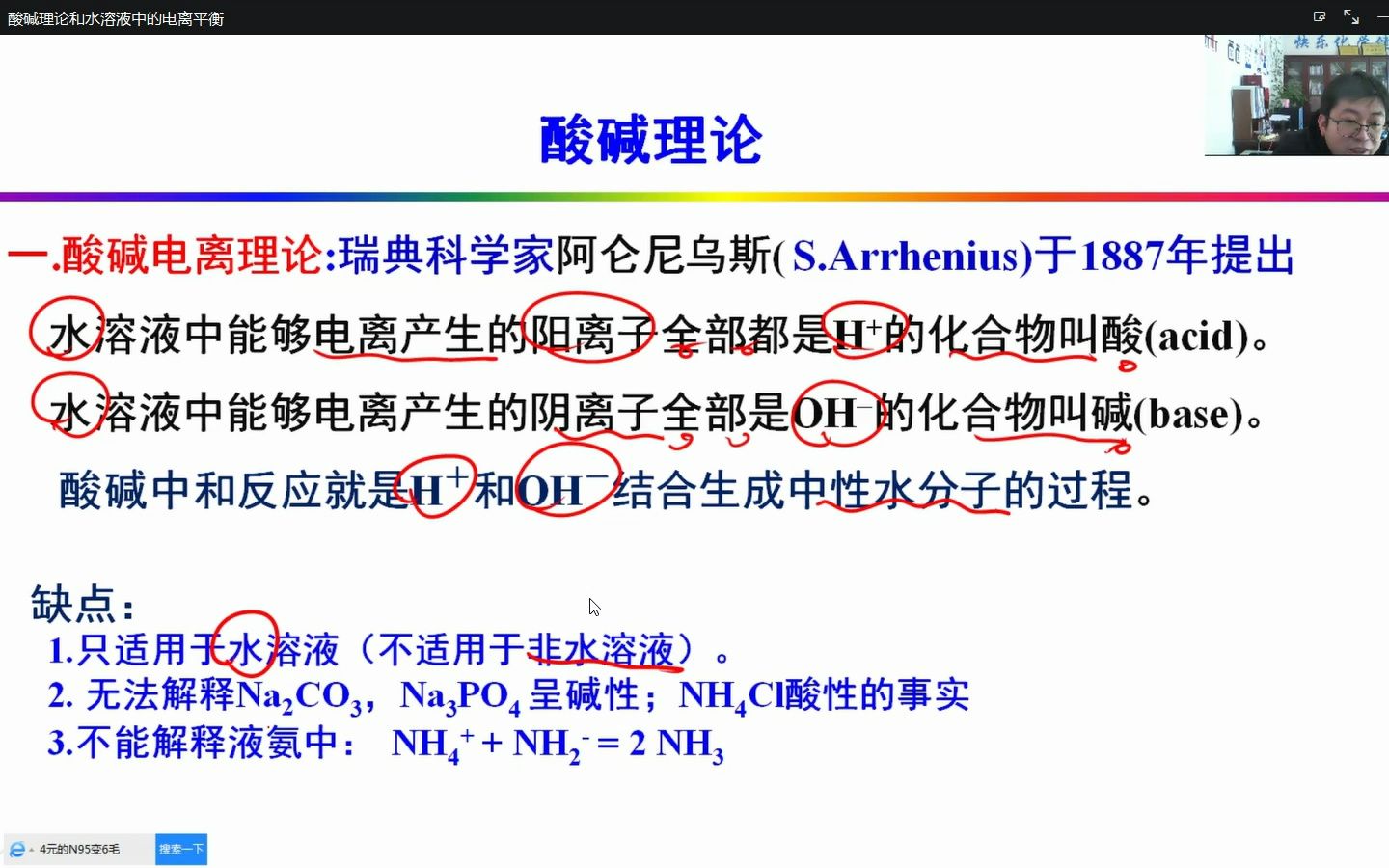 酸碱理论和水溶液中电离平衡
