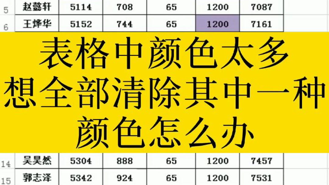 表格中颜色太多想全部清除其中一种颜色怎么办