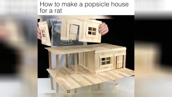 用冰棒棍给仓鼠建房子,买不起就自己DIY一个,环保又好看呢