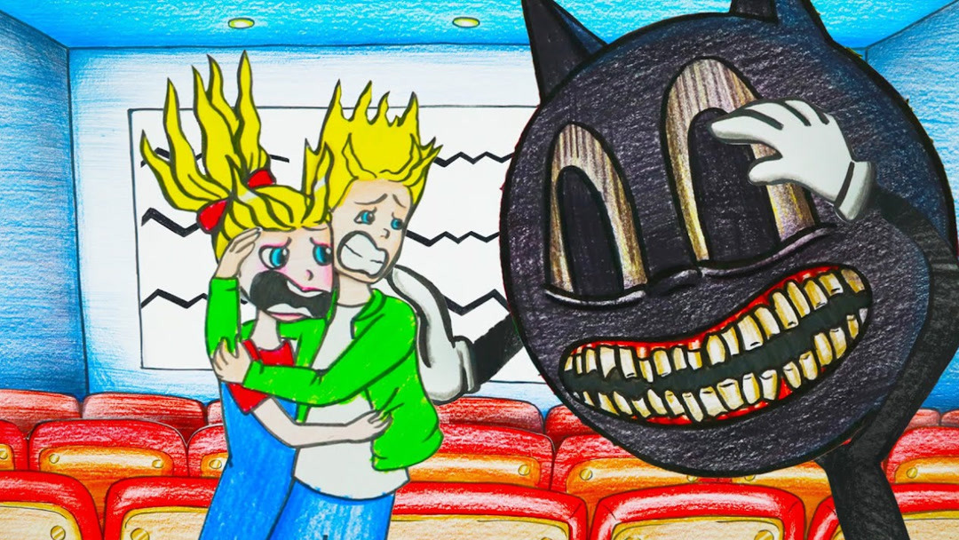 定格剪纸动画:芭比王子看电影,大黑猫冲出屏幕搞破坏!