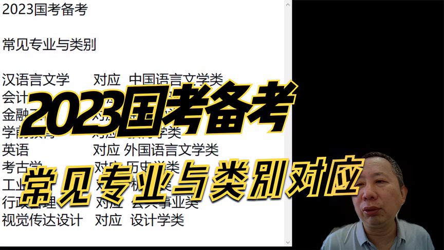 2023国考备考,常见专业与类别对应。