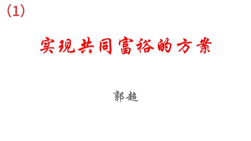 1.实现共同富裕的方案-前言