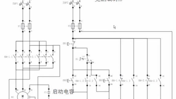 单项电机六个接线端子正反原理电路点动与连续运行原理仿真