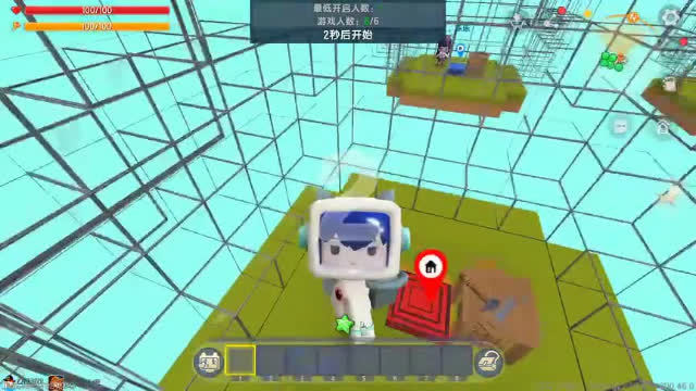 迷你世界《一人一个玻璃瓶生存》物资很缺乏,还好有万能土块