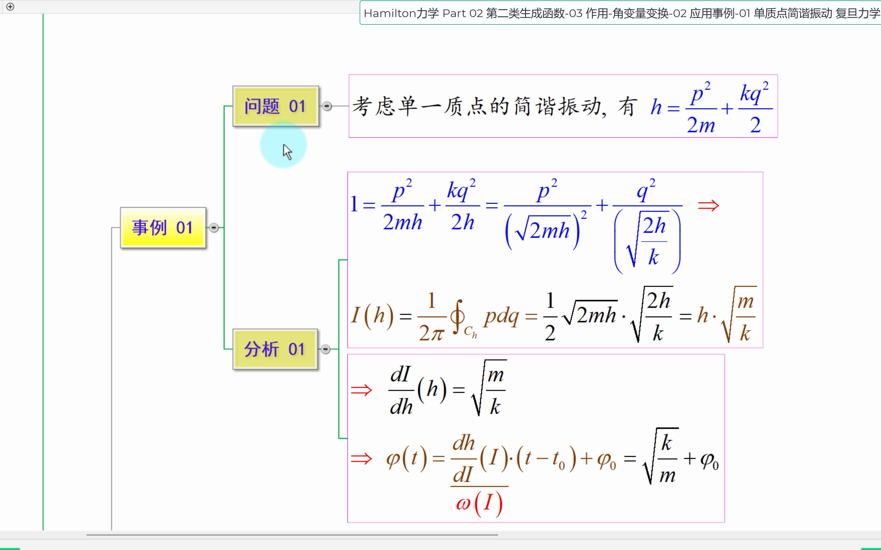 ...第二类生成函数-03-作用-角变量变换-02-应用事例-01 单质点简谐振动