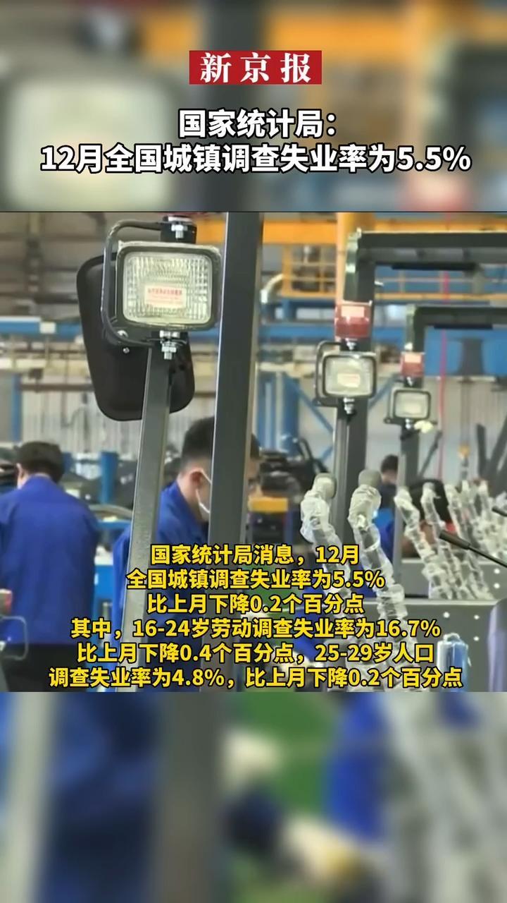 #国家统计局:12月全国城镇调查失业率为5.5%