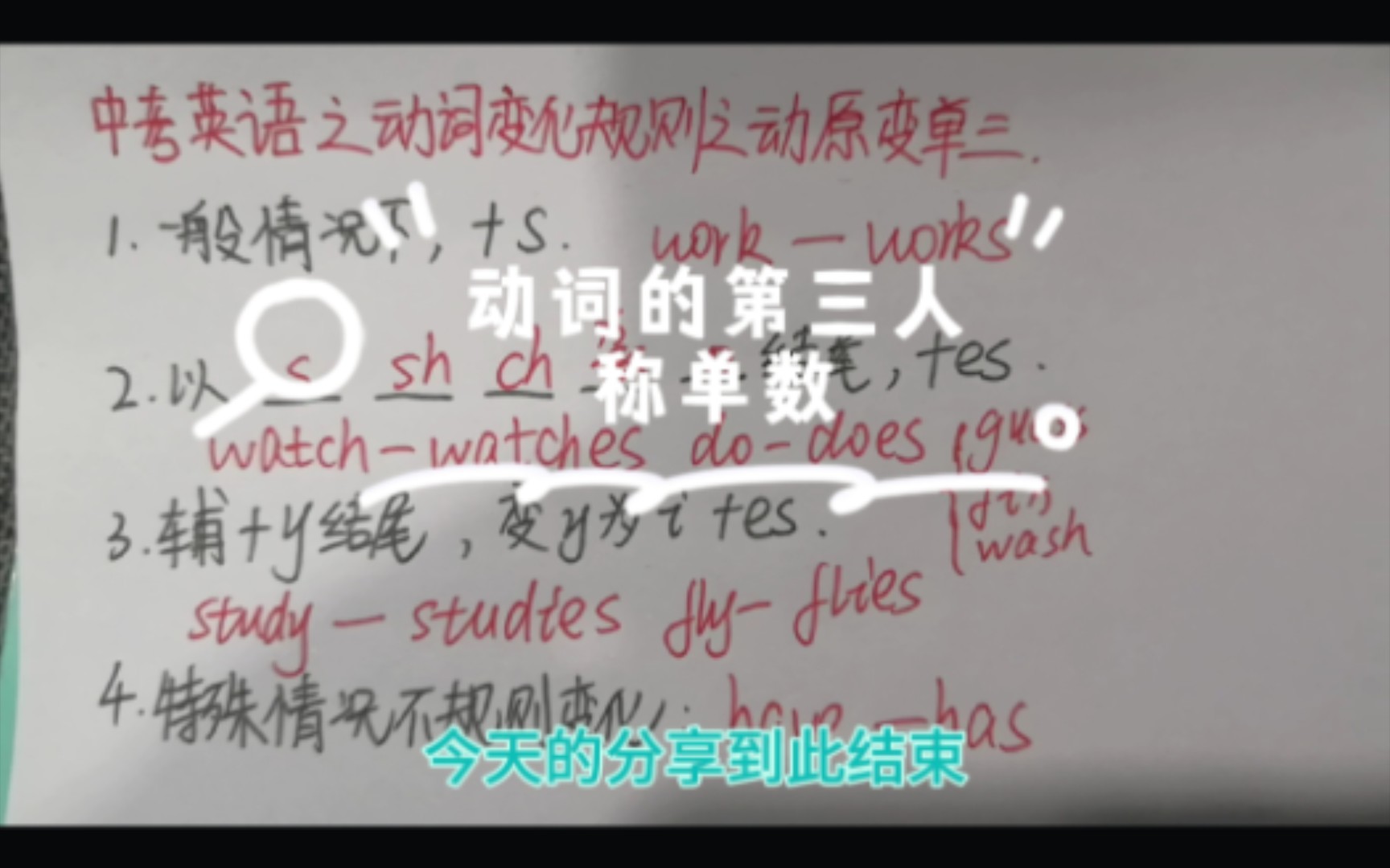 中考英语动词变化规则动词原型变动词的第三人称单数