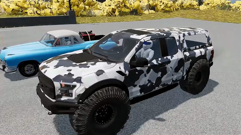 汽车模拟器游戏 二狗子和铁柱挑战屏障赛道