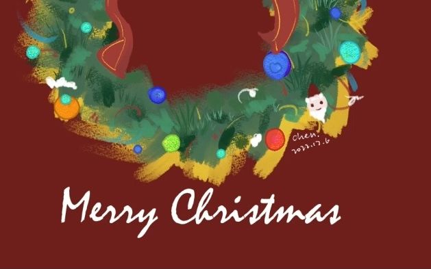 【圣诞橱窗】今年画一个圣诞花环如何呀!一起来过圣诞呀!超简单圣诞...