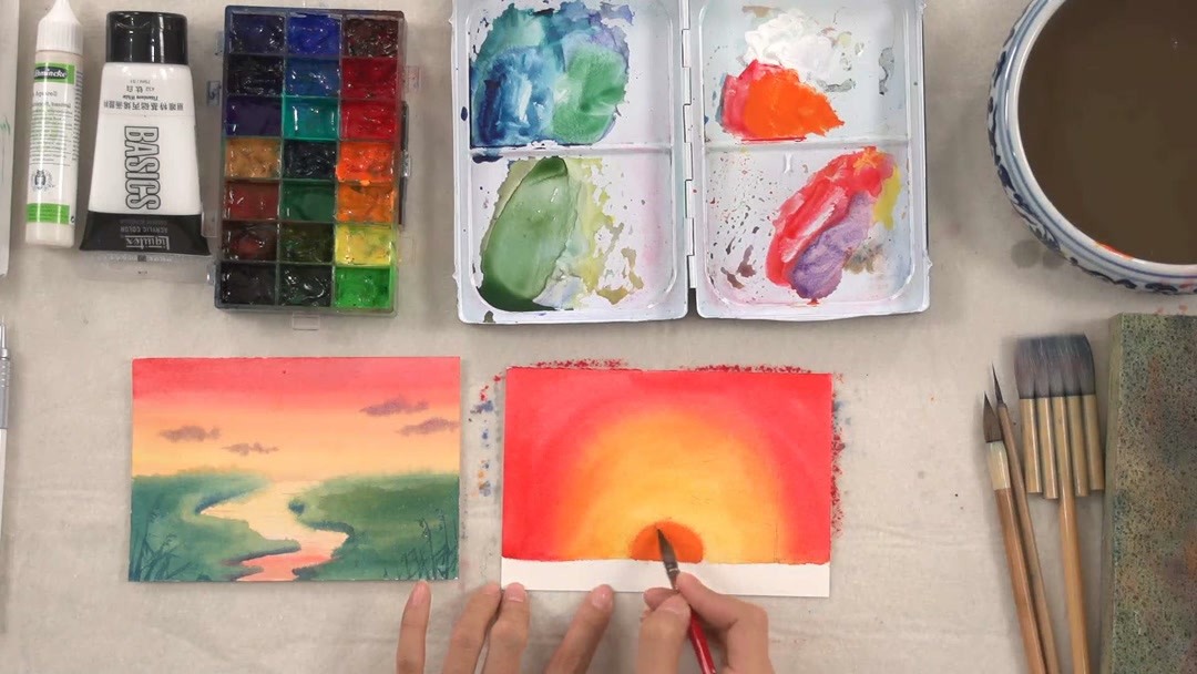 第3讲 夕阳水彩风景画法