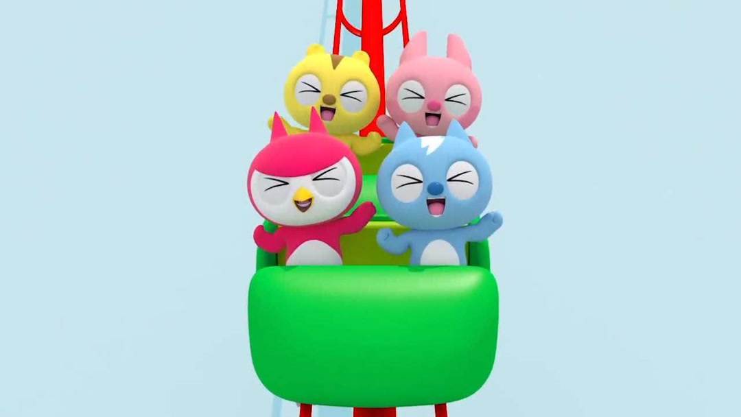 儿童动画片:迷你突击队在游乐场玩过山车