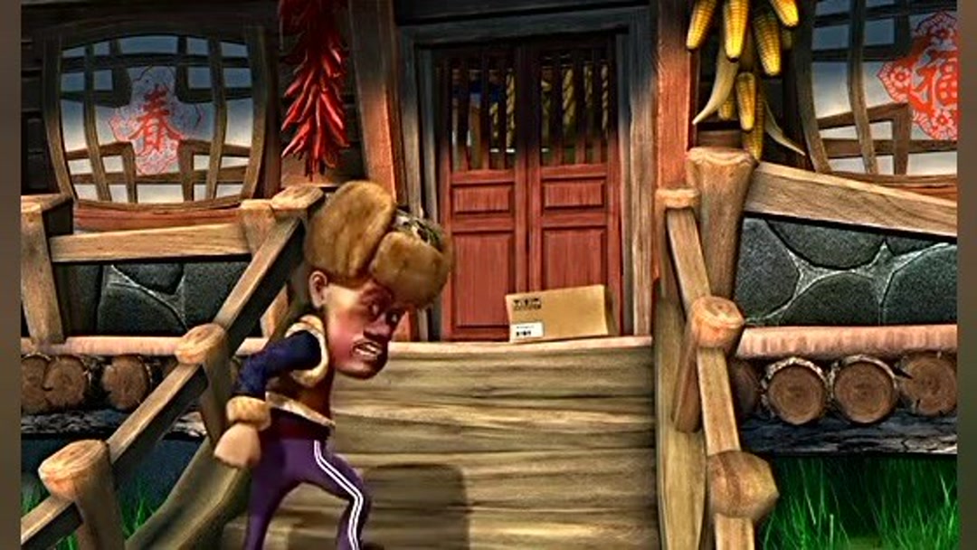 熊出没之丛林总动光头强砍树被熊大一屁股坐地