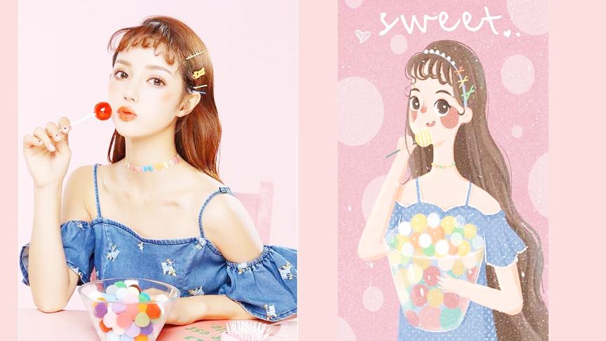 ps插画放送:照片转插画,糟糕,是心动的眼神