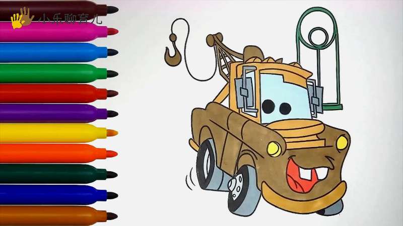 简易画教学,画出卡通车图案,涂完颜色后好漂亮