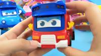 百变校巴的玩具 第10集 玩具故事:百变校巴变形变脸玩具,校车消防车...