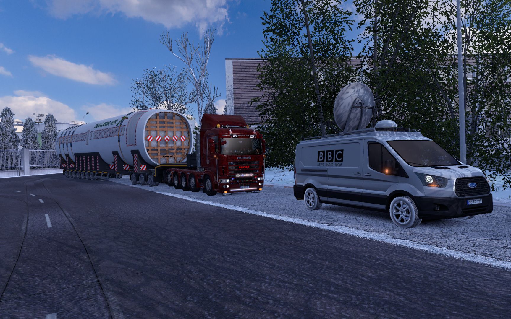 欧洲卡车模拟2驾驶斯堪尼亚R4-Series在土耳其运输飞机机舱(特种运输)