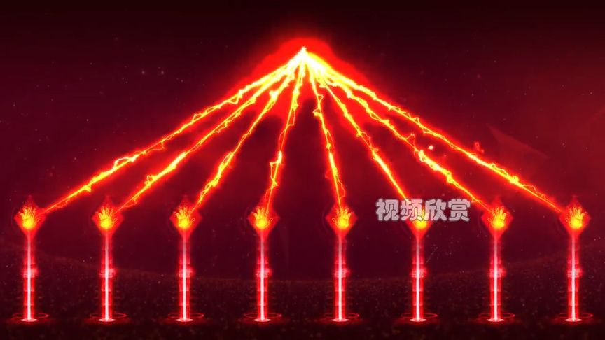 QD0013 红色大气震撼光柱手掌印启动仪式开场视频 #启.