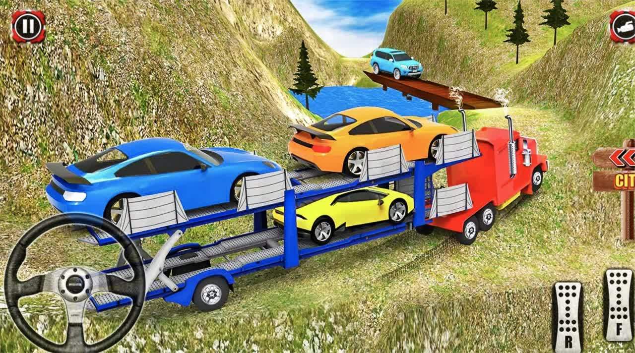 童趣:大卡车运输汽车总动员驾驶,拖车工程车司机驾驶模拟游戏