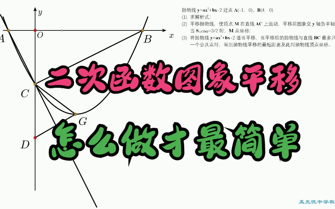 中考压轴难点,二次函数图象的平移,用什么方法来做最简单