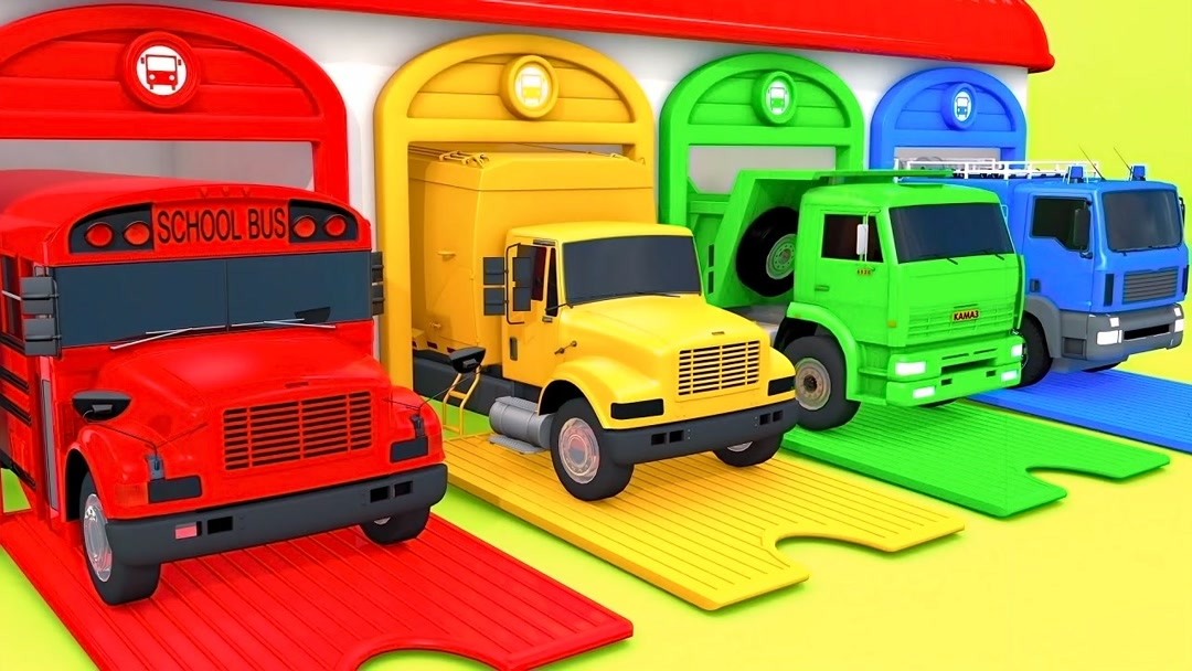 工程车启蒙动画:翻斗车救助小货车皮卡车