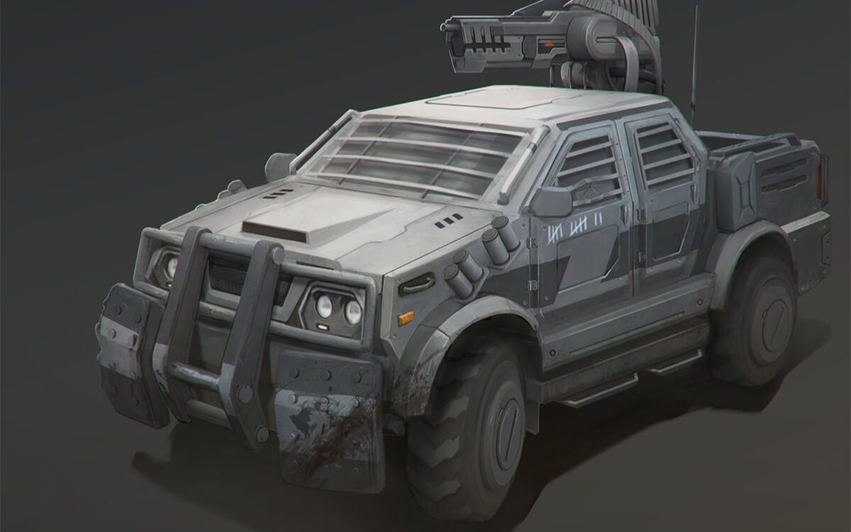 【3dmax建模】3d装甲车模型制作详细讲解,次世代道具模型布线教程