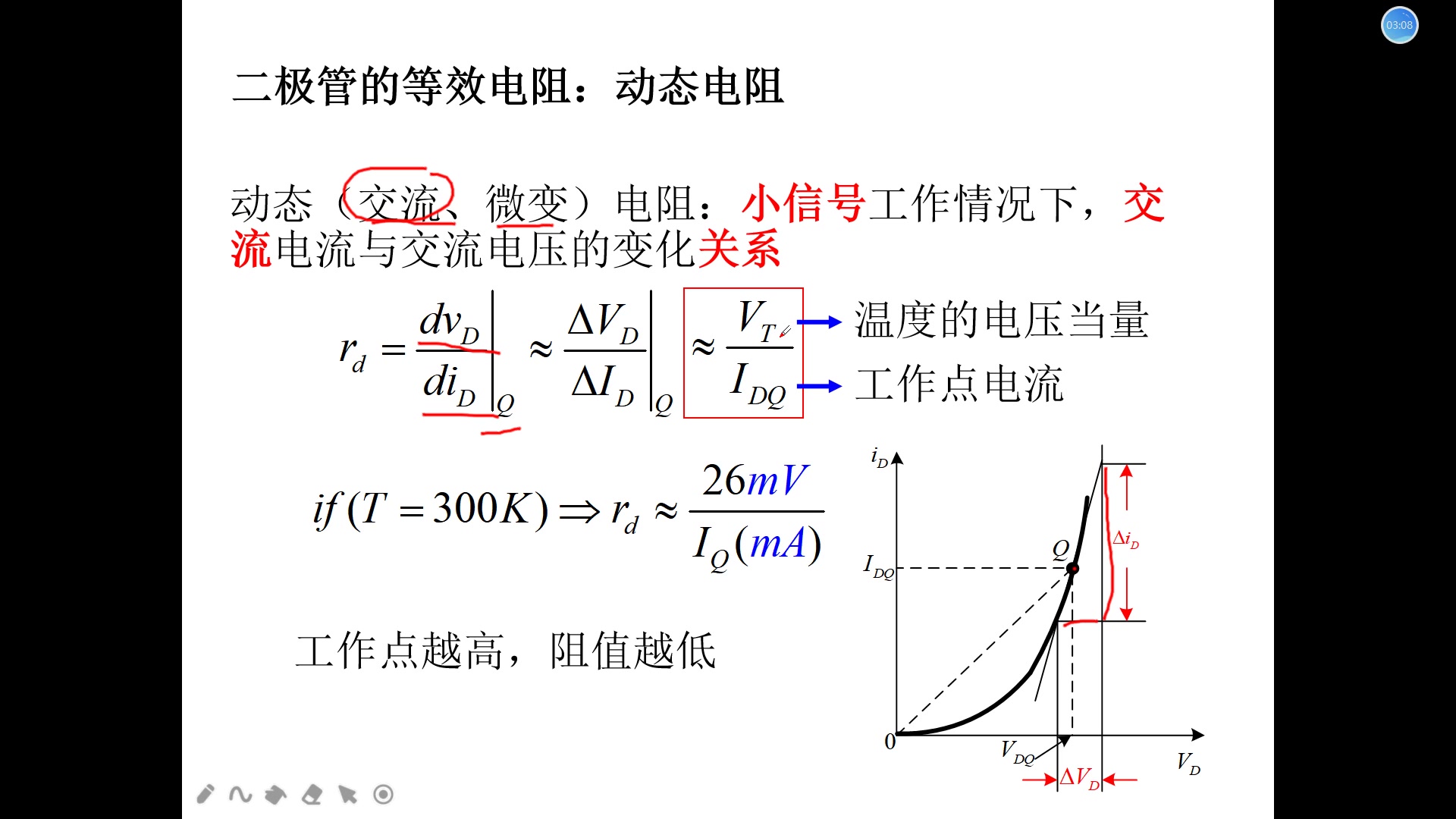 [电子电路基础]二极管等效电阻和等效模型 模电期末必备,基本知识,...