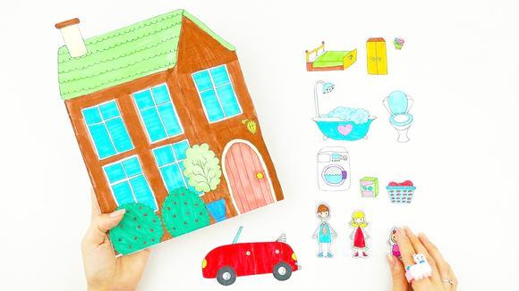 给纸娃娃设计生活家具用品,做法简单物品齐全,手工diy