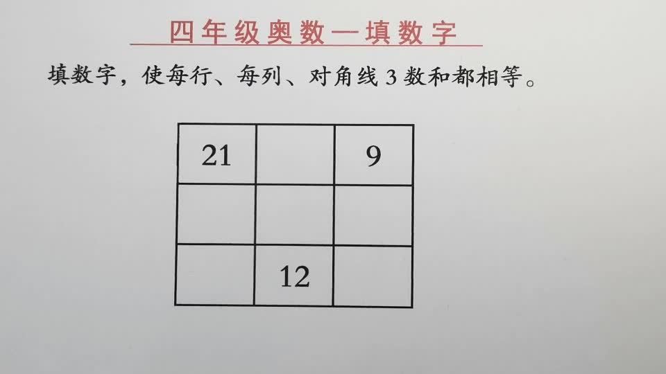 四年级奥数,方框内填数字,关键从已知数找突破口