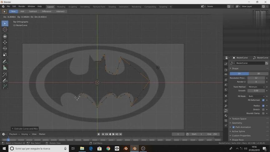 Blender 2.80 -使用贝塞尔曲线制作标志