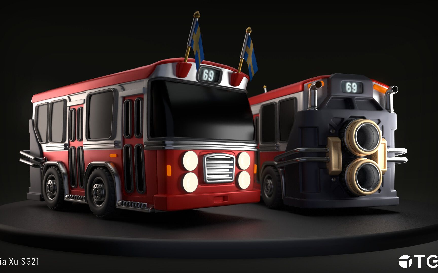 次世代卡通道具“大巴车”3D模型制作-3Dmax汽车建模