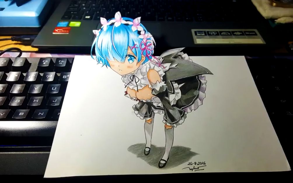 手绘画出一只3D蕾姆!