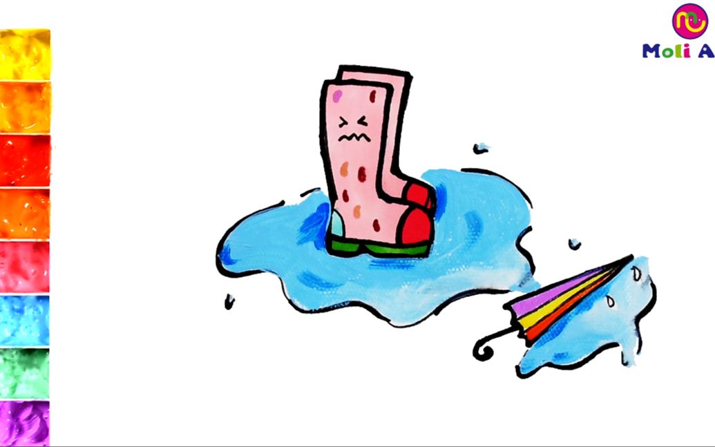 简笔画雨鞋雨伞简笔画图片大全儿童画幼乐园画画作业简笔画学英语