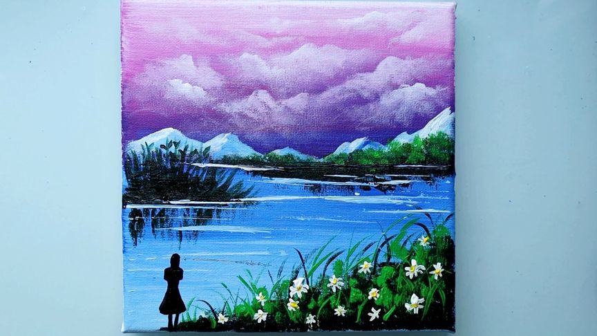 唯美风景画/简单风景画/手绘/初学者学习/丙烯画/绘画入门教程