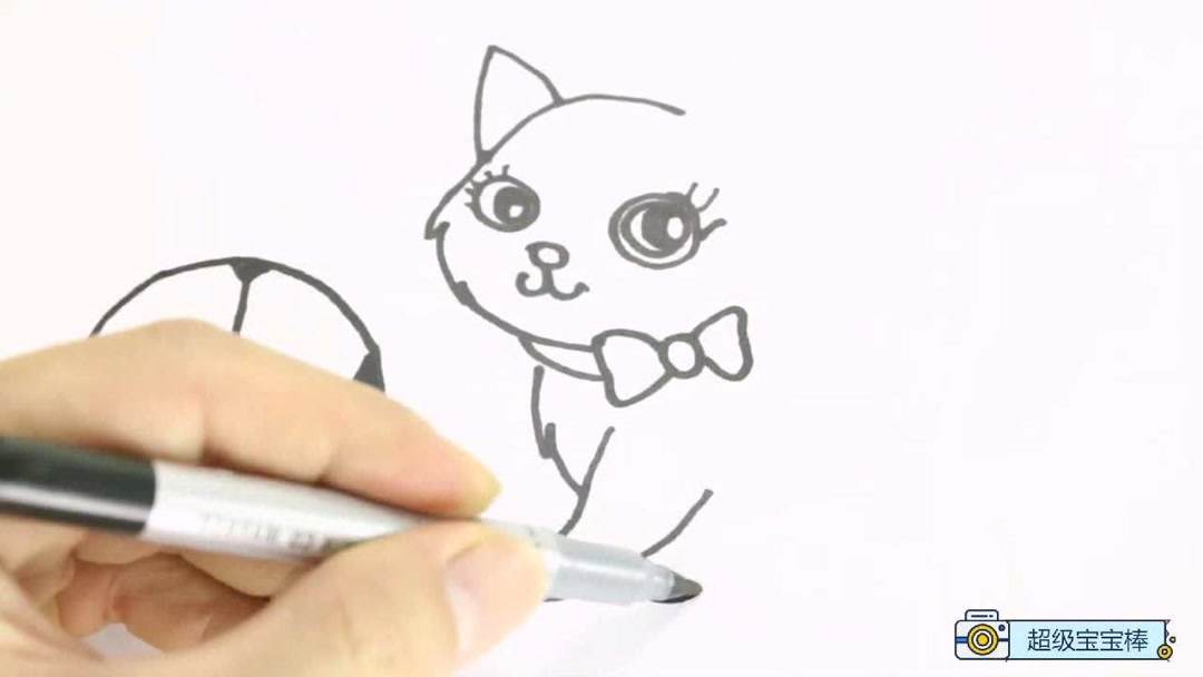 早教亲子绘画 画可爱小猫咪简笔画和卡通画 涂颜色