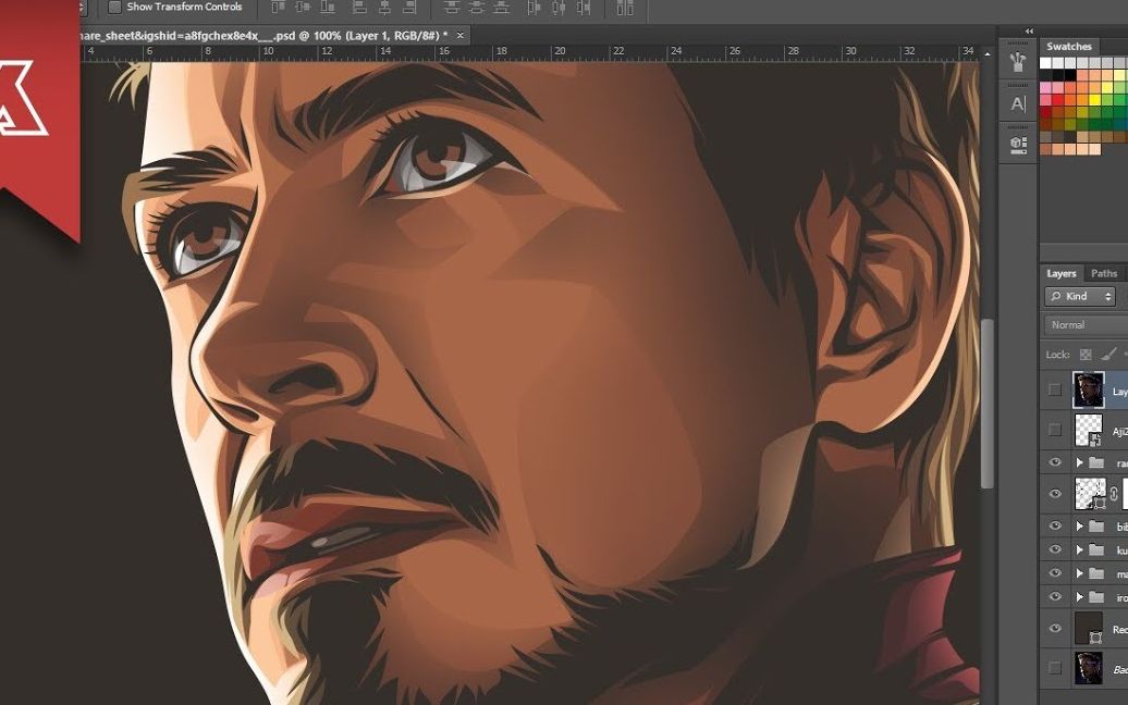 【PS教程】15分钟画一个钢铁侠