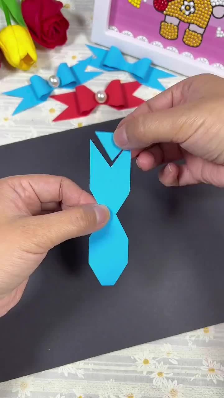 折纸万能蝴蝶结,简单易学,一看就会亲子手工折纸手工diy幼儿园手工...