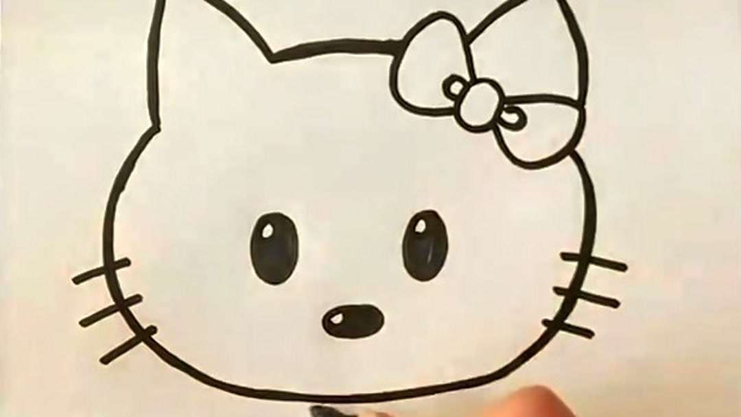 #画画#简笔画教学:用手掌画Kitty猫.