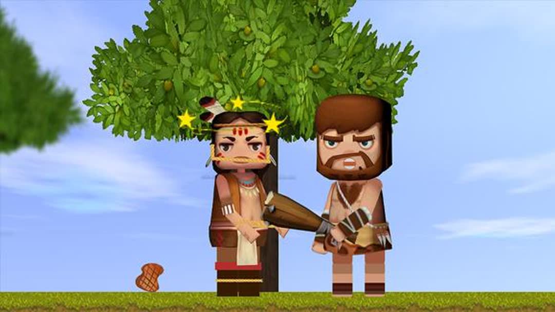 迷你世界动画第三集:卡卡偷吃酋长家的牛,烤牛排时被酋长抓到了