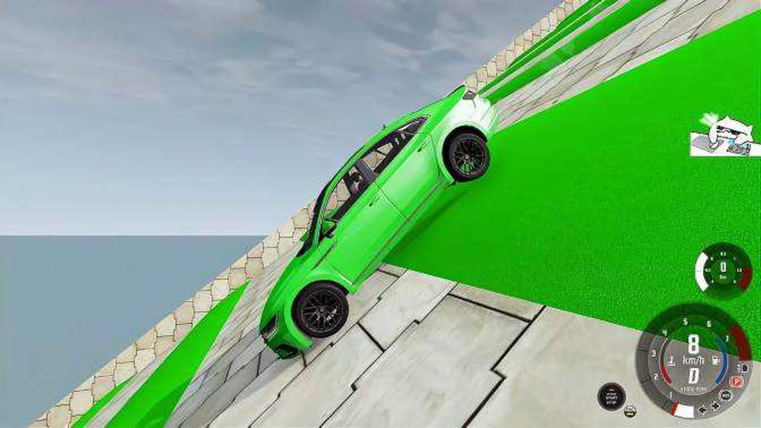 车祸模拟器 大众CC挑战下恐怖坡,太容易翻车了!