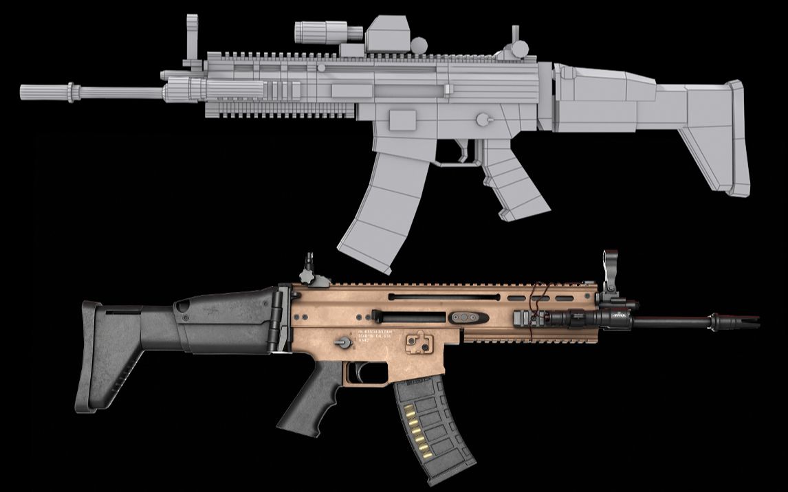 【3dmax建模】枪械模型制作,经典枪械布线全流程案例讲解#3dmax...