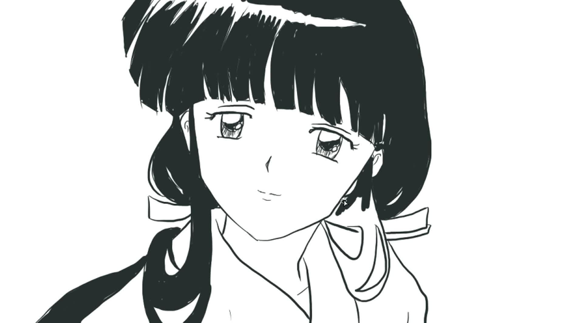 [小林简笔画]绘画动画片犬夜叉中的巫女桔梗卡通简笔画教程