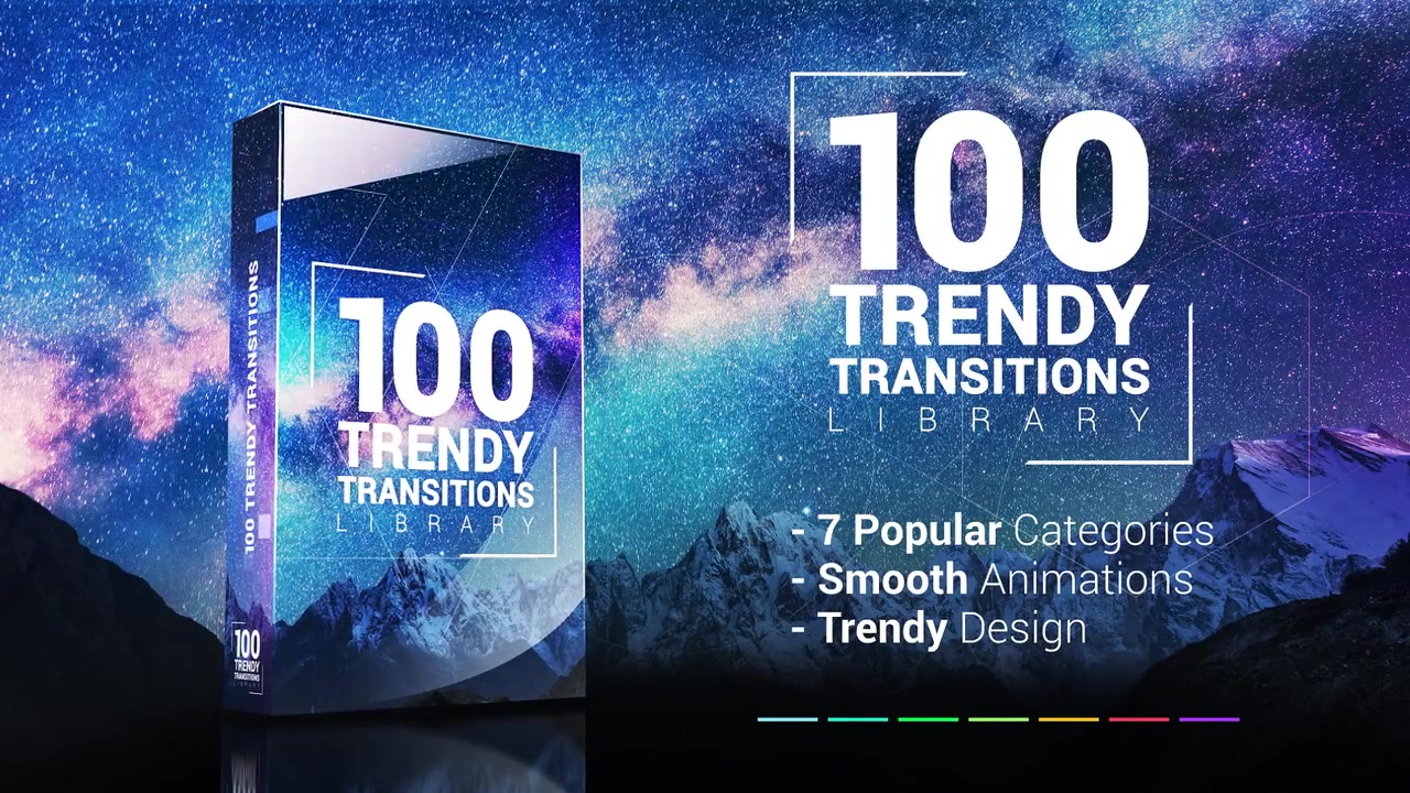 Pr转场模板 100 Trendy Transitions Library 100组时尚流行合集 转场