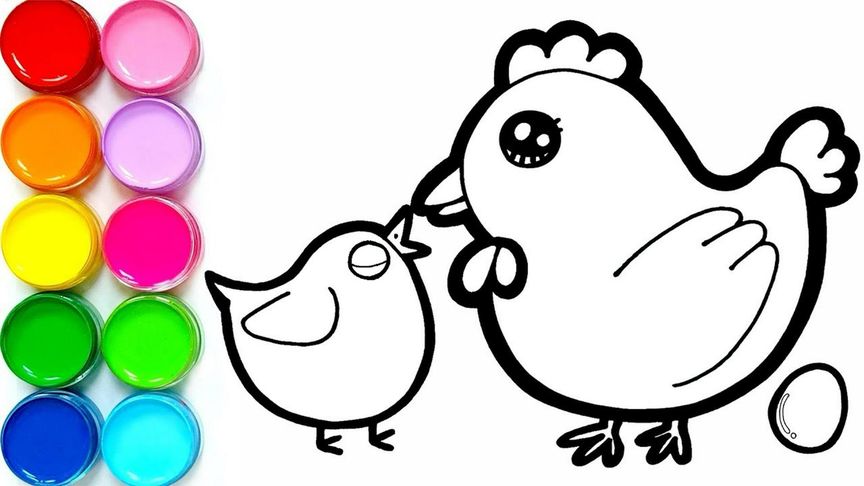 水彩笔填色 母鸡爱小鸡,妈妈的爱最伟大
